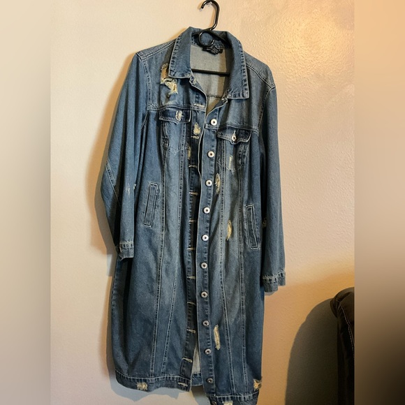 Ashley Stewart | Jackets & Coats | Distressed Denim Long Jacket | Poshmark